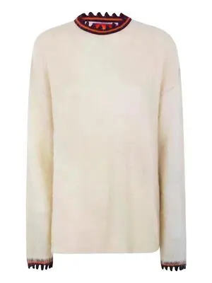 La DoubleJ Scalloped-trimmed Mohair Wool Sweater - Neutrals