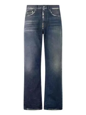 Roberto Cavalli Sandblasted-effect Chain Detail Jeans - Blue