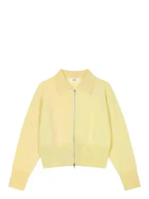 STUDIO TOMBOY Zip-front Polo-collar Cardigan - Yellow