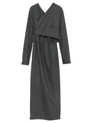 Khaite Cross-Neck Wrap Dress Blacks And Greys