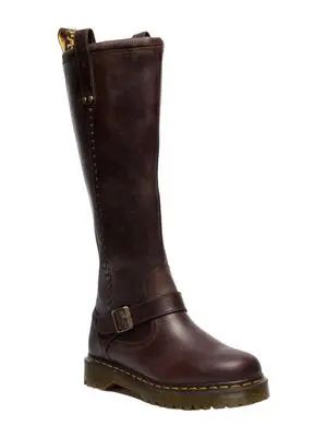 Dr. Martens Anistone Knee High Biker Boots - Brown