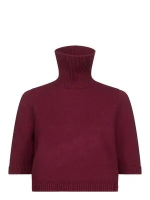Alaïa Cropped Cashmere-blend Sweater - Burgundy