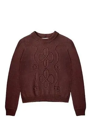RO&ZO Wool-blend Knit Jumper With Appliqu - Chocolate