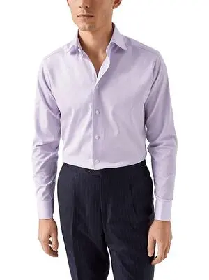 Eton Twill Slim Fit Button Down Shirt - Purple