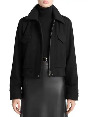 Vince Cropped Wool-blend Jacket - Black