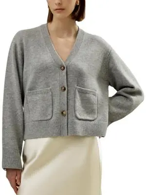 Lilysilk Wool-cashmere Blend Cropped Cardigan - Husky