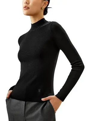 Lilysilk Cashmere Blend Knit Top Black