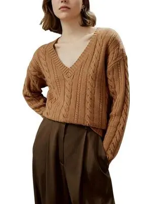 Lilysilk Cable-knit Wool-cashmere Blend Sweater - Toffee