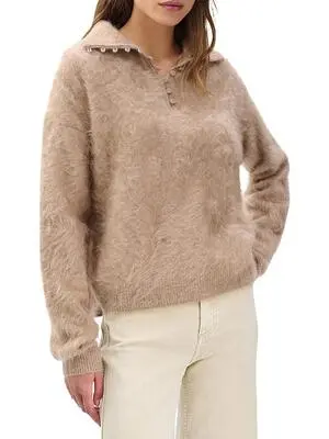Rag & Bone Jada Cashmere Collared Sweater - Mink