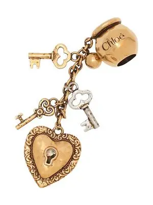 Chloé Key And Heart Lock Bag Charm - Gold