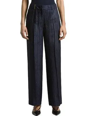 Peserico Burnout Stripe Wide Leg Trousers - Blue Starr