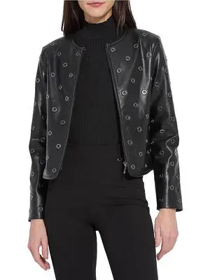 Lyssé Geneva Grommet Faux Leather Jacket - Black