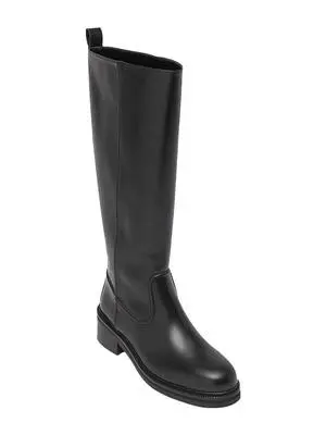 Maje Leather Riding Boots - Black