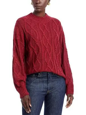Elan Cable Knit Crewneck Sweater Maroon