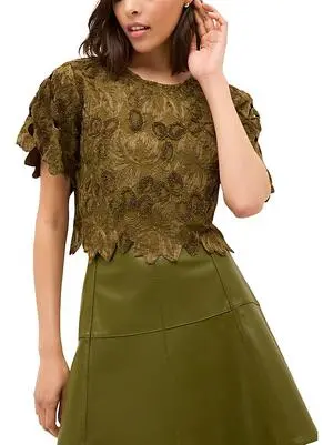 MARIE OLIVER Pelumi Chenille Embroidered Top - Clover