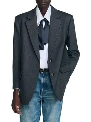 Sandro Notch Lapel Jacket - Light Grey