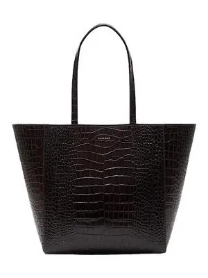 ANINE BING Elly Croc-effect Leather Tote - Dark Brown