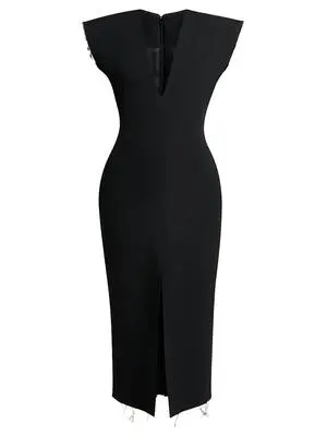 Givenchy Raw-edge Structured Sleeveless Midi Dress - Black