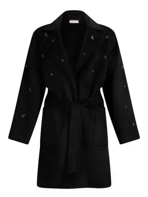 Liu Jo Jewel-embellished Coat With Patch Pockets - Black