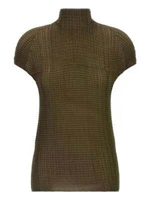 Issey Miyake Pleated High-neck T-shirt - Green