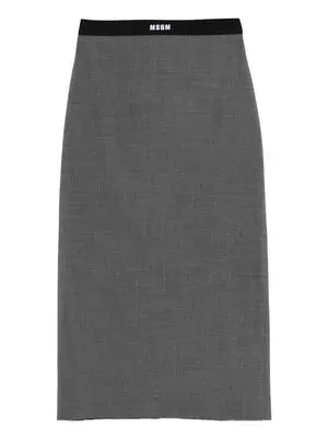 MSGM Pencil Skirt With Elasticated Waistband - Grey