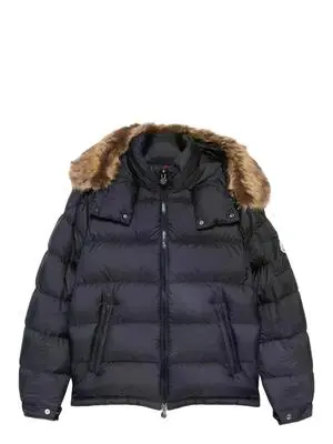 Moncler Fur-trimmed Quilted Jacket - Blue