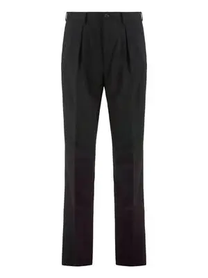 SLOWEAR Pleated Cotton Trousers - Black