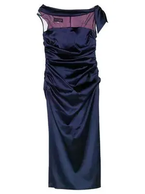Talbot Runhof Draped Satin Dress - Blue