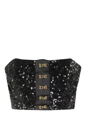 Elisabetta Franchi Embellished Cropped Top - Black