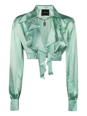 JOHN RICHMOND Ruffled Silk Cropped Shirt