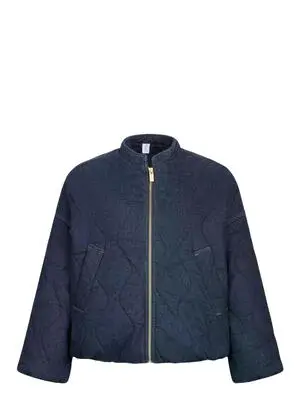 Liu Jo Quilted Denim Bomber Jacket - Blue