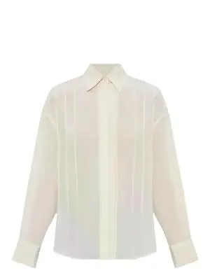 Victoria Beckham Pleated Detail Silk Shirt - Neutrals