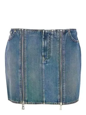Jean Paul Gaultier Zip-detail Denim Mini Skirt - Blue
