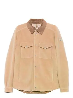 Moncler Corduroy-collar Fleece Overshirt - Brown