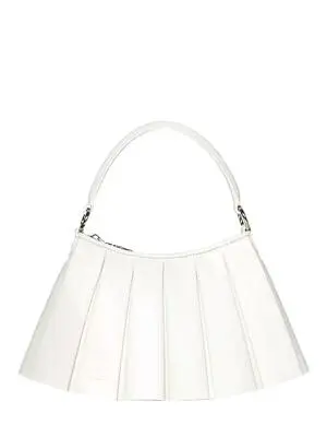 Lacoste Lenglen Pleated Leather Shoulder Bag - White