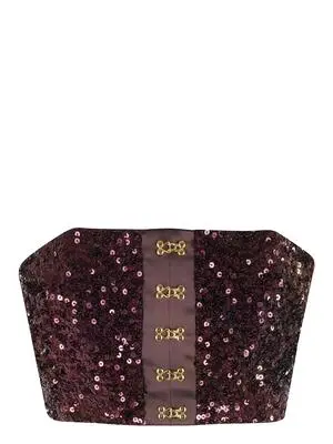 Elisabetta Franchi Sequin-embellished Cropped Top - Red