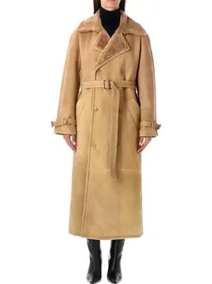 SWORD 6644 Shearling Belted Coat - Neutrals