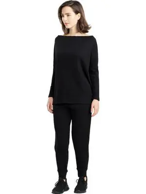 Natori Himalaya Sweater Knit Wedge Top - Black