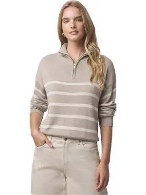 Splendid Striped Quarter Zip Sweater - Stripe