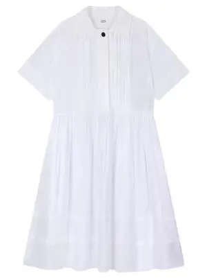 STUDIO TOMBOY Pleated Collared Mini Shirt Dress - White