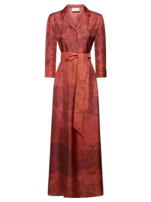 PIERRE-LOUIS MASCIA Printed Belted Dress - Red