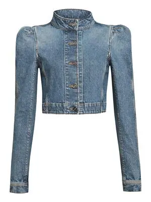 Alaïa Cropped Denim Jacket - Medium Wash