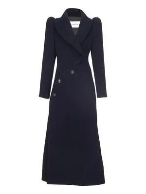 Alaïa Virgin Wool Tailored Coat - Navy