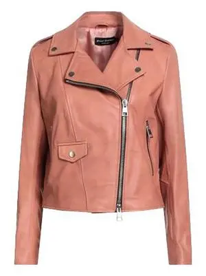 STREET LEATHERS Leather Biker Jacket - Salmon Pink