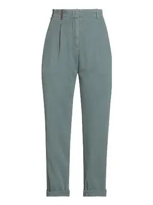 Peserico Tapered Gabardine Pants With Leather Trims - Green