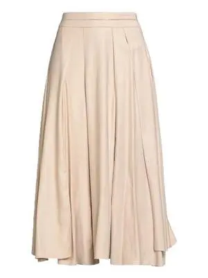 Peserico Midi Flannel Pleated Skirt - Beige