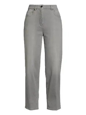 Peserico Tapered Jeans With Leather Trim - Grey
