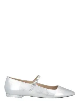 Theory Ballet Flats In Leather - Silver