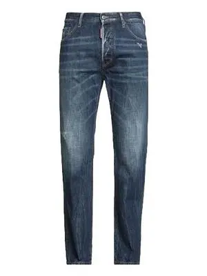 Dsquared2 Jeans In Cotton And Calfskin - Blue