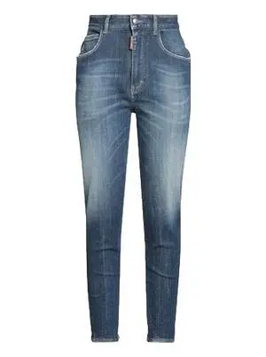 Dsquared2 Jeans In Cotton, Polyester, And Elastane With Calfskin Trim - Blue